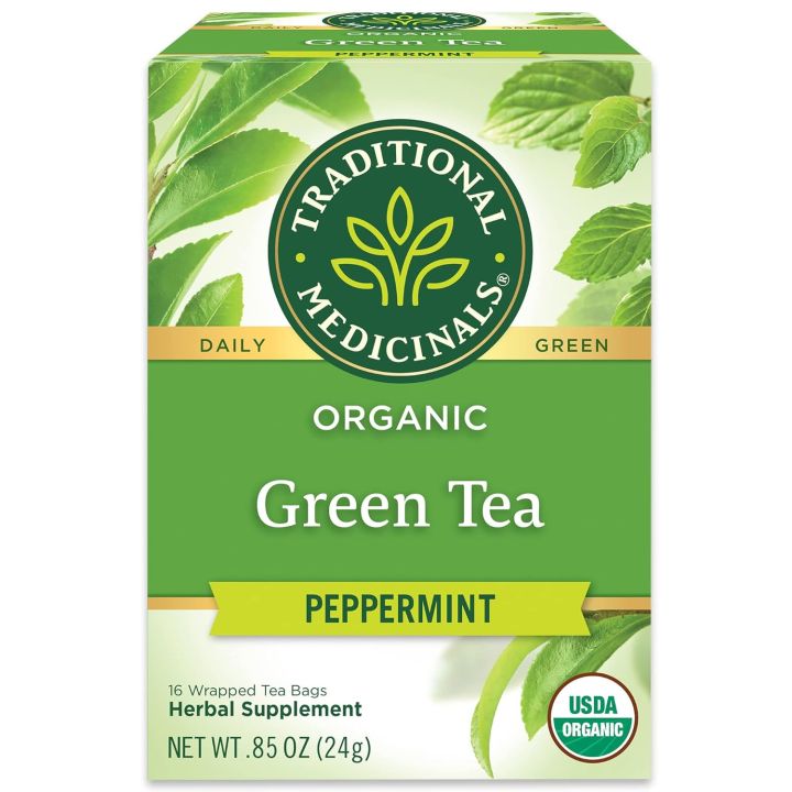 Traditional Medicinals Organic Green Tea Peppermint Tea, 16 Tea Bags ...