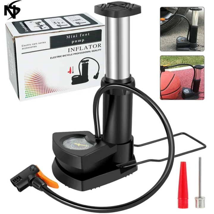 High Pressure Foot Air Pump with Gauge Heavy-Duty Foot Bike Pump for ...