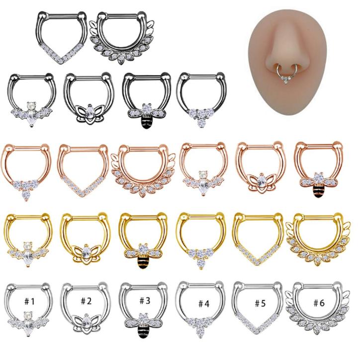 Crystal Septum Bee Heart Bat Pattern Nose Ring Ear Helix Cartilage ...