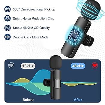 K9 Dual Wireless Mic Plug & Play, Noise Reduction, for Video Recording ...