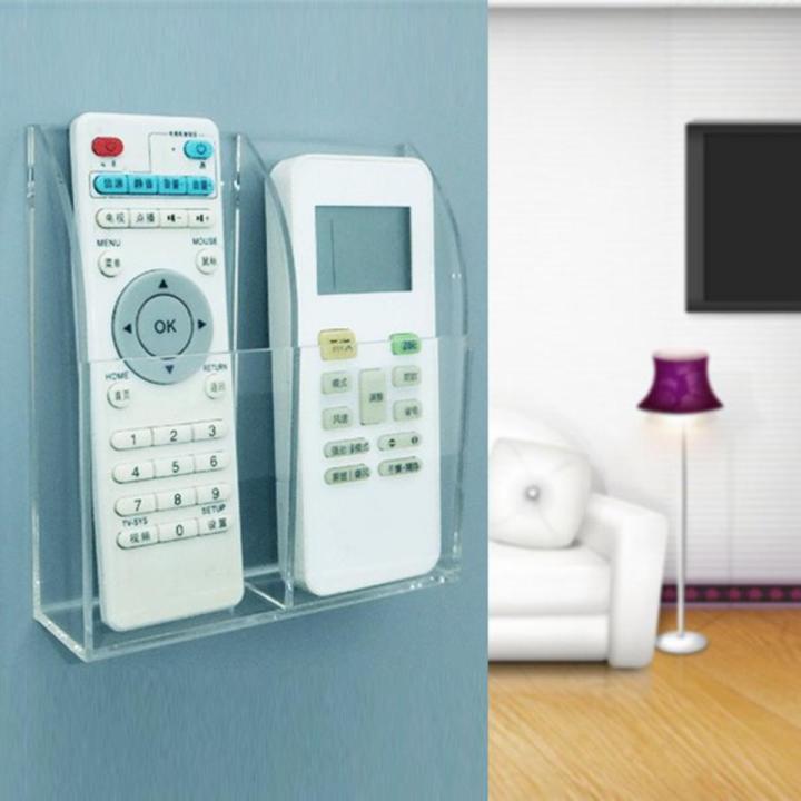 2 Slot Acrylic Wall Remote Control Holder, Storage Media Organizer ...