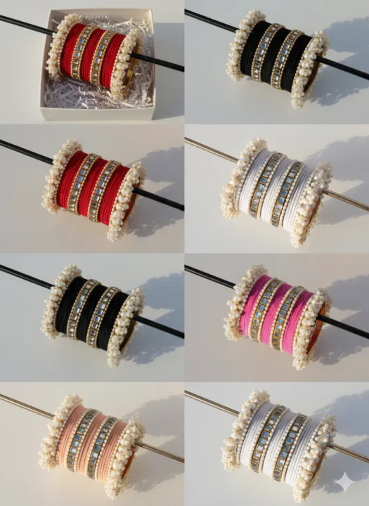 Kundan Majesty Bangle Set-1 Black, Red, Maroon, peach | Jewellery for ...