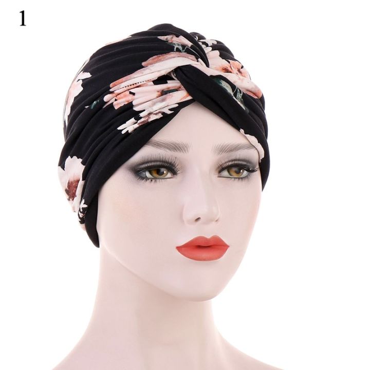 Stretch Folding Bandanas Cap Hair Scarf Head Wrap Muslim Women Headwear ...