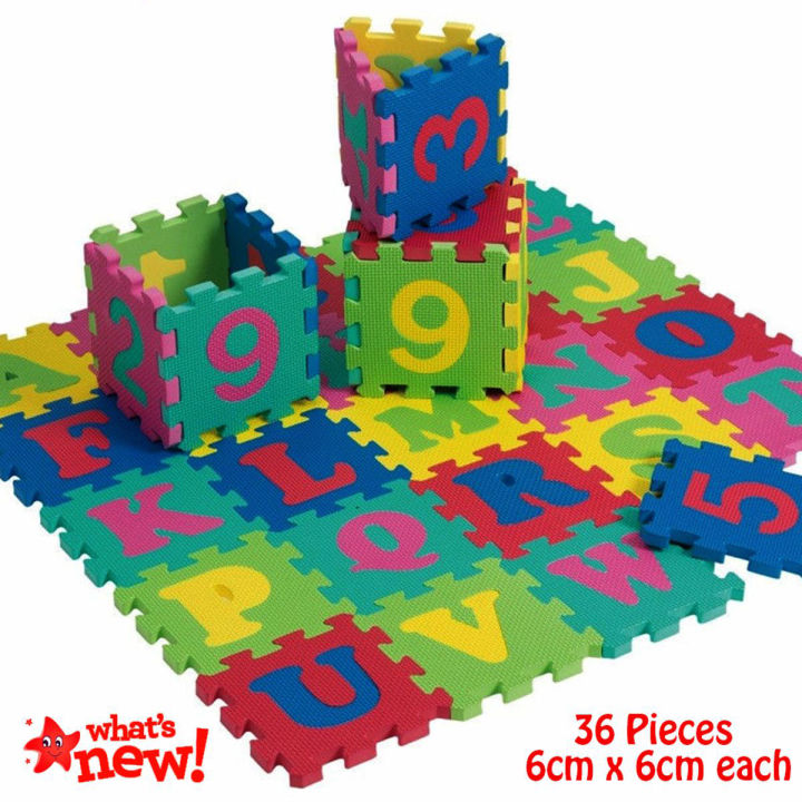 36 Pieces(6cm x 6cm)Toy Block Foam Puzzle Mat Alphabets and Numbers ...