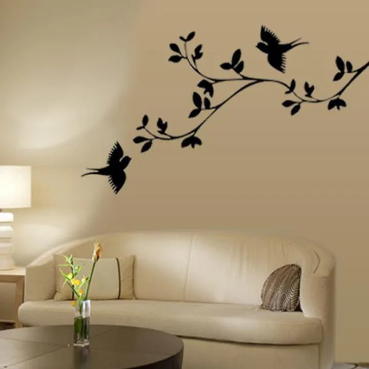 Floral Branch and Birds designed Wall Stickers for Décor Lovers 2 x 1.2 ...