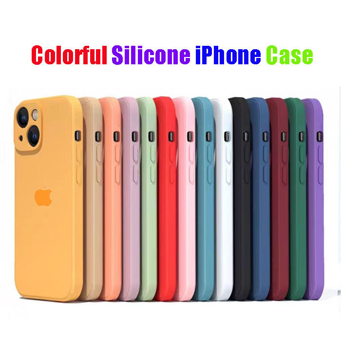 Silicon Phone Case Cover with Logo For iPhone 16 15 14 Plus 13 Pro Max 12 Mini 11 Pro Max XS XR ...