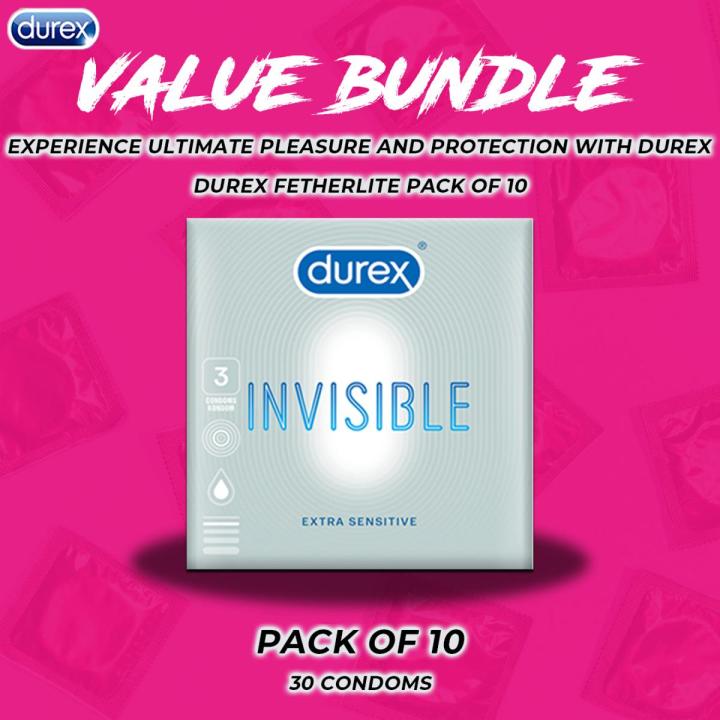 Durex Pack of 10 - Durex Invisible Extra Thin Condoms 3's x 10 | Daraz.pk