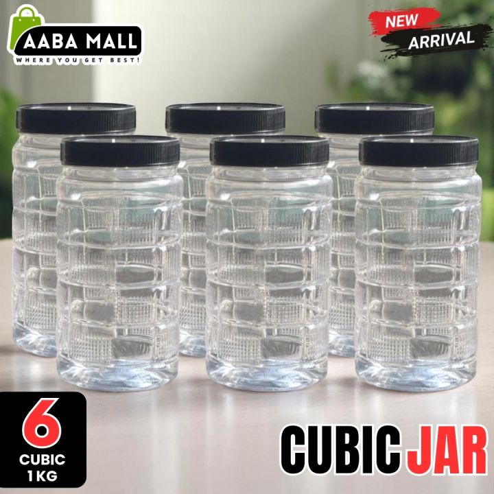 Pack of 6 Kitchen Storage Jars, 1 KG, Food-Grade Plastic, Spice and ...