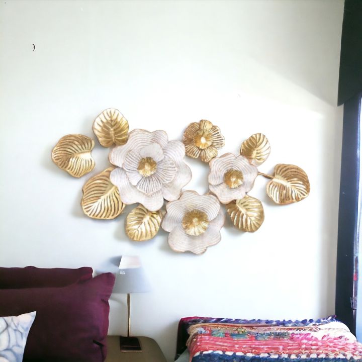 Metal Crystal Golden Black White Wall Hanging Frame Showpiece for Home ...