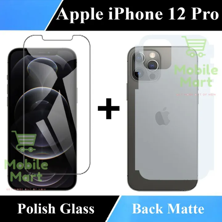 Apple iPhone 12 Pro Polish Glass Screen Protector + Back Matte ...