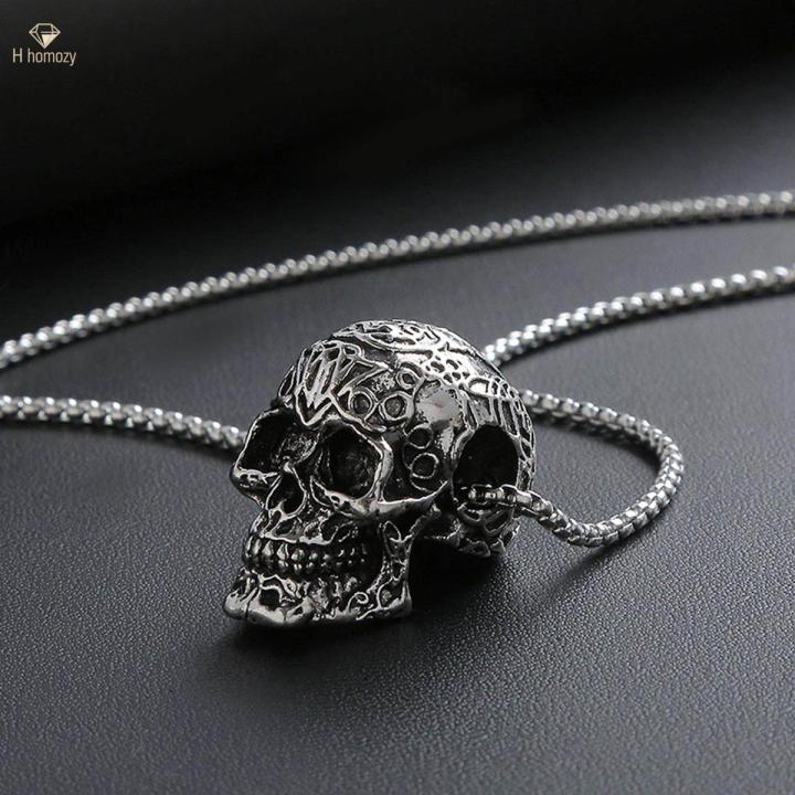 Skull Necklaces Retro Skeleton Head Rapper Necklaces for Casual Costum ...