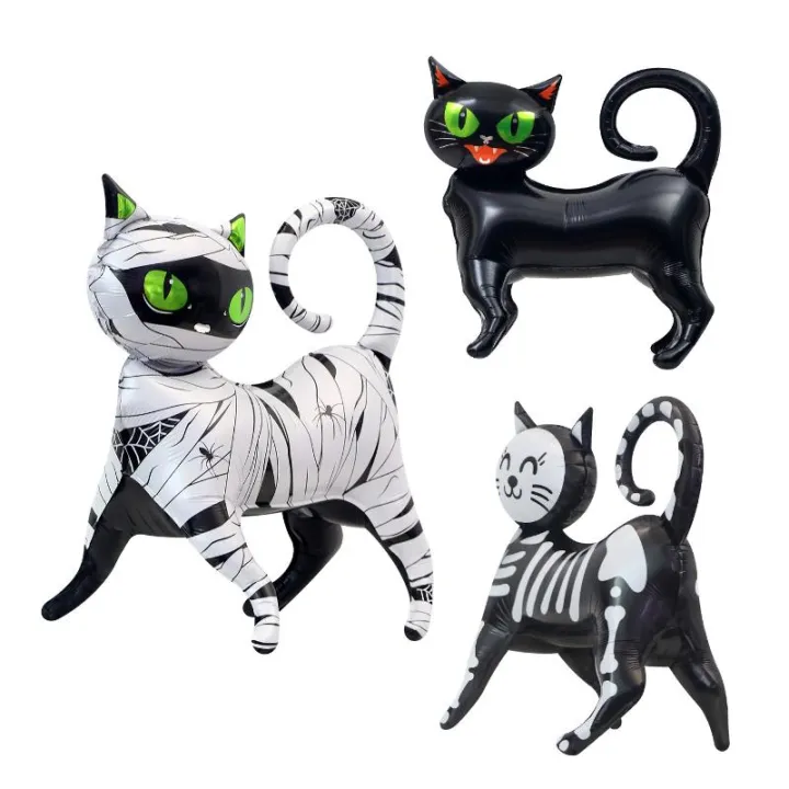1Pcs Halloween Decor Standing Cartoon Skeleton Cat Binding Cloth Design ...
