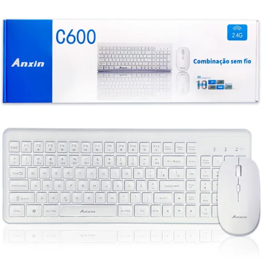 wireless keyboard and mouse anxin C600 white keyboard and mouse compact ...