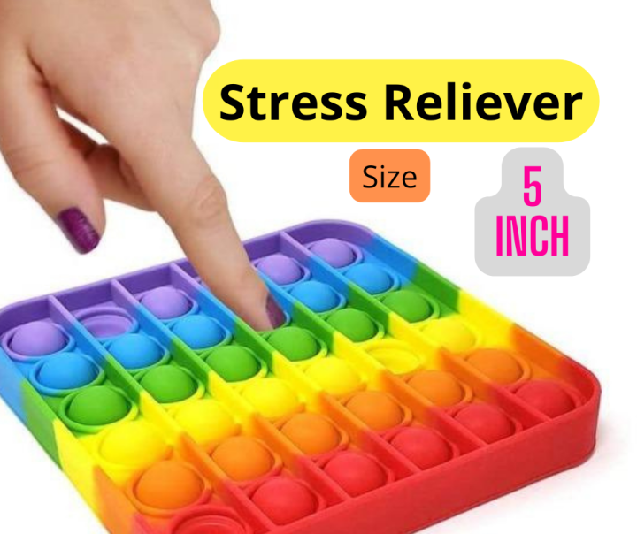 Push Pop it Puzzel Bubble Gadgets Round & Square Rainbow Size Fidget ...