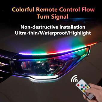 LED RGB DRL For Headlight Strip Daytime Running Lights with Remote ...