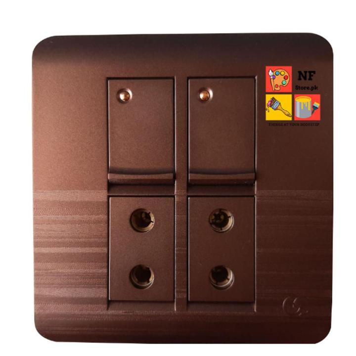 China Fitting Board 2 Switches+2 Sockets Plate Dark Brown Royal Metal ...