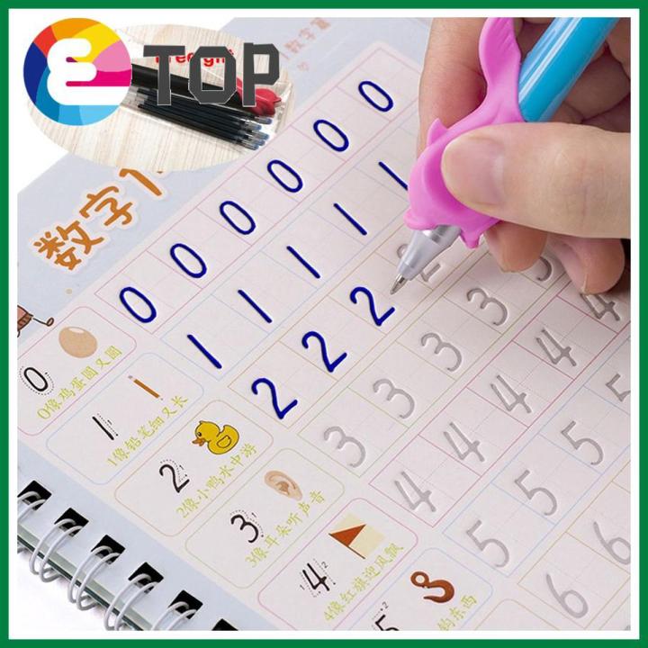 【ETOP】 Kids Early Learning Toys 16 Sides Reusable Copybook Alphabet ...