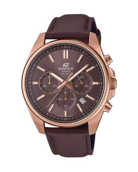 Casio Edifice Standard Chronograph Mens Pink Gold Ion Plated Stainless ...