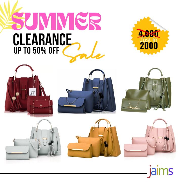 Jaims 3 Pcs Luxury Handbags for Women and Girls | Daraz.pk