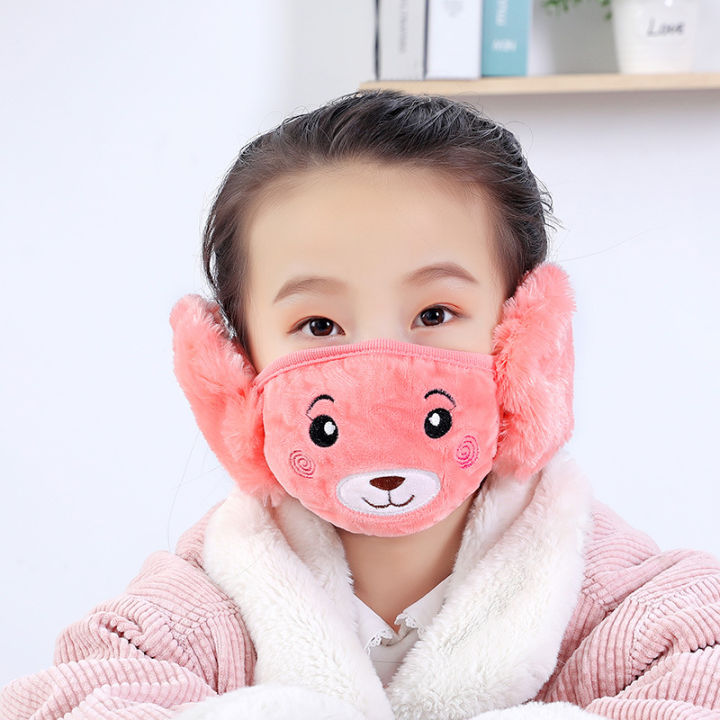 2-14 years old Kids Cotton Cartoon Embroidered Earmuffs Mask Anti-dust ...