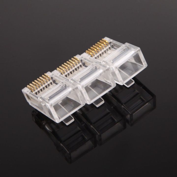 100Pcs/Bag QS6016S Gold Plated Network Cat6 Modular Plug UTP Connector ...