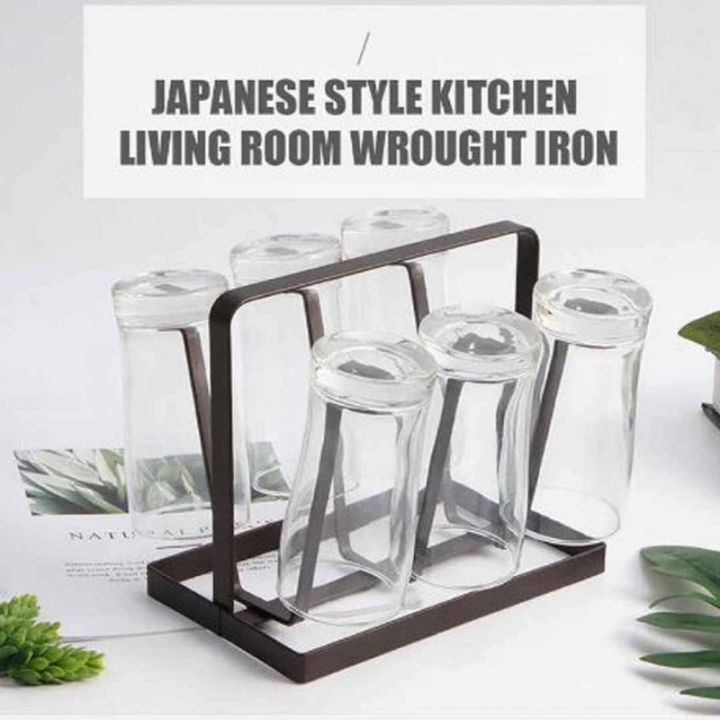 Iron Coffee Rack with 6 Hooks - High-Quality Metal glass stands - Cup ...