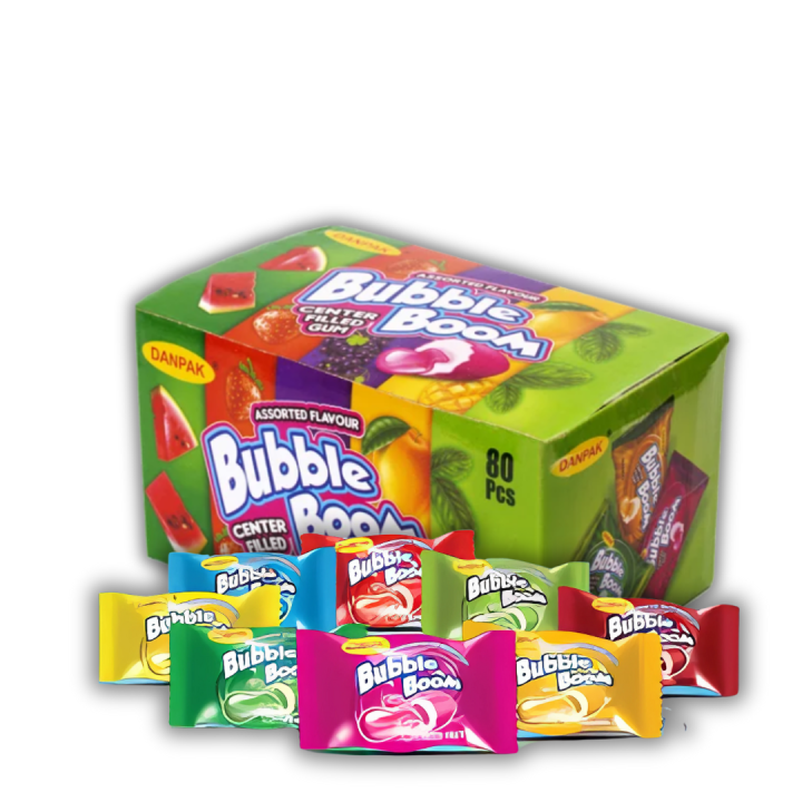 Aamrite Bubble Boom Center-Filled Bubble Gum – 80 Pcs Big Box | Long ...