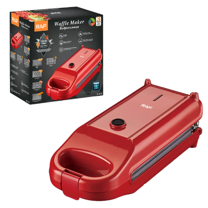 RAF New 5 in 1 Donut Nuts Maker Toaster Grill Panini Waffle Electric Sandwich Maker | Daraz.pk