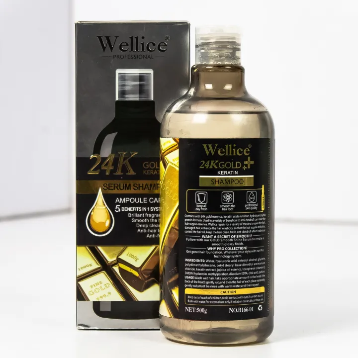 Welice 24K Gold Keratin Serum Shampoo 500ml | Daraz.pk