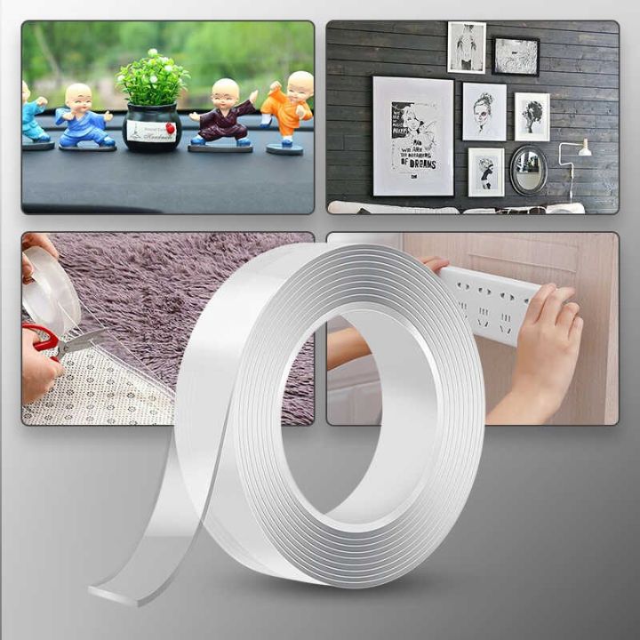 Double Sided Tape Traceless Nano Magic Tape Multipurpose Removable Clear Gel Grip Tape Washable ...