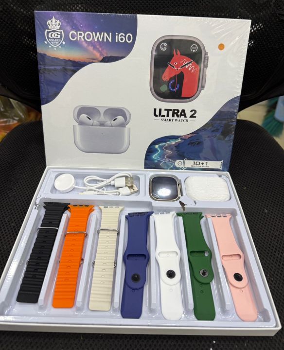 Crown i60 7in1 Ultra with Wireless Ear Buds Model Smart Watch with ...