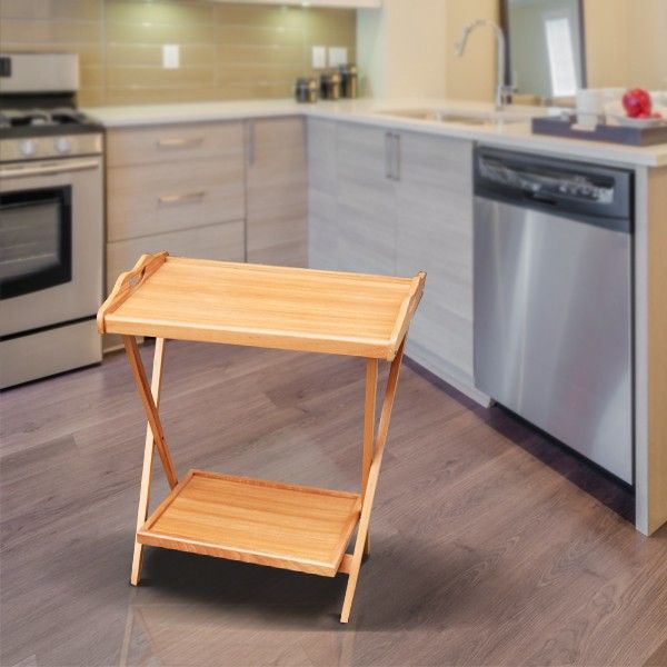 Portable Wooden Folding Table Double Portion Dark/ Light Color Gadget ...