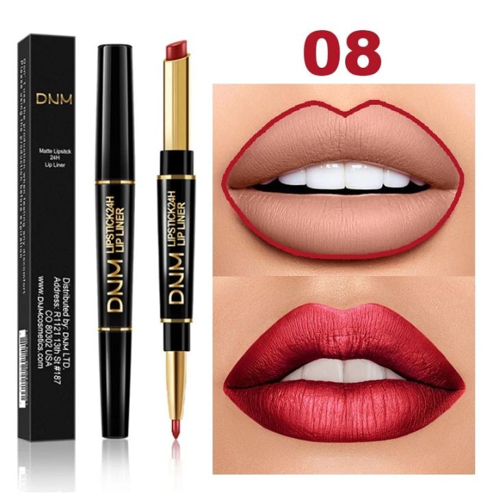 2 IN 1 Lip Liner Waterproof Matte Lipstick Pencil Contour Tint Red ...