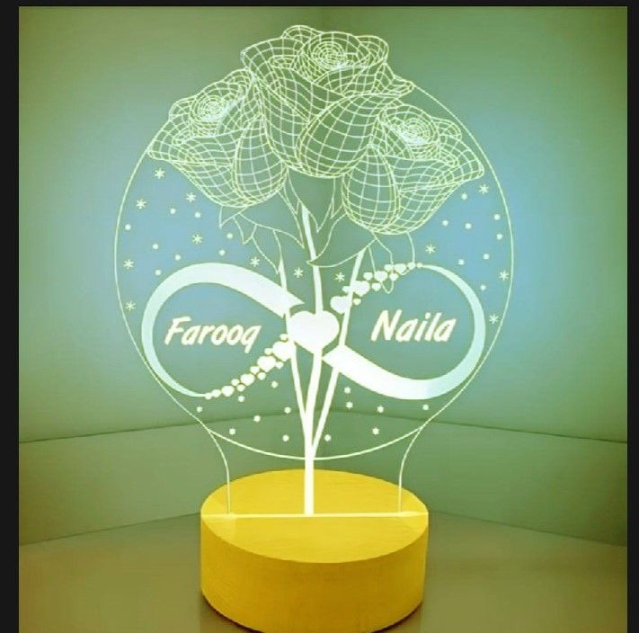 Personalized Flower 3D LED Night Lamp Custom Floral Acrylic Light Lamp ...