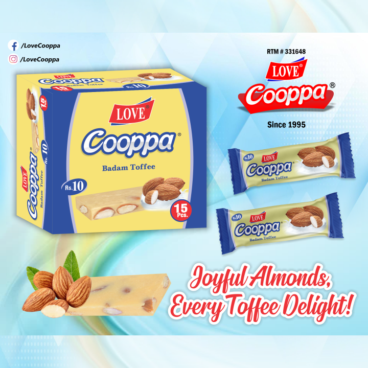 Love Cooppa Badam Toffee Box - 3 Pack of 15 Pieces of (10g) Toffee ...
