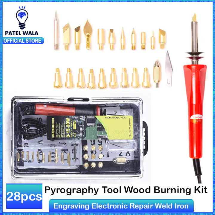 Pyrography Tool Wood Burning Kit | Adjustable Temperature Pyrograph Pen ...
