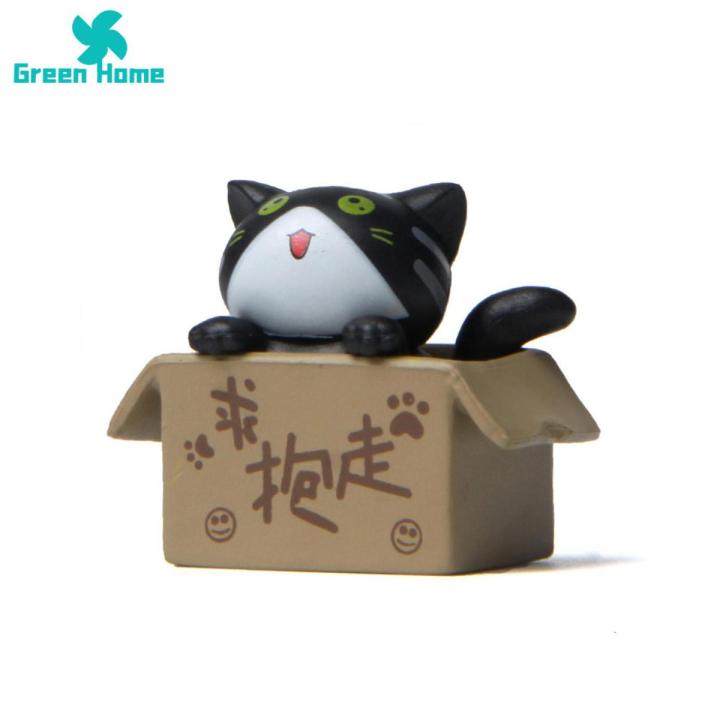 Green Home Kitten Model Lovely Collectible Carton Cat Figure Decoration ...