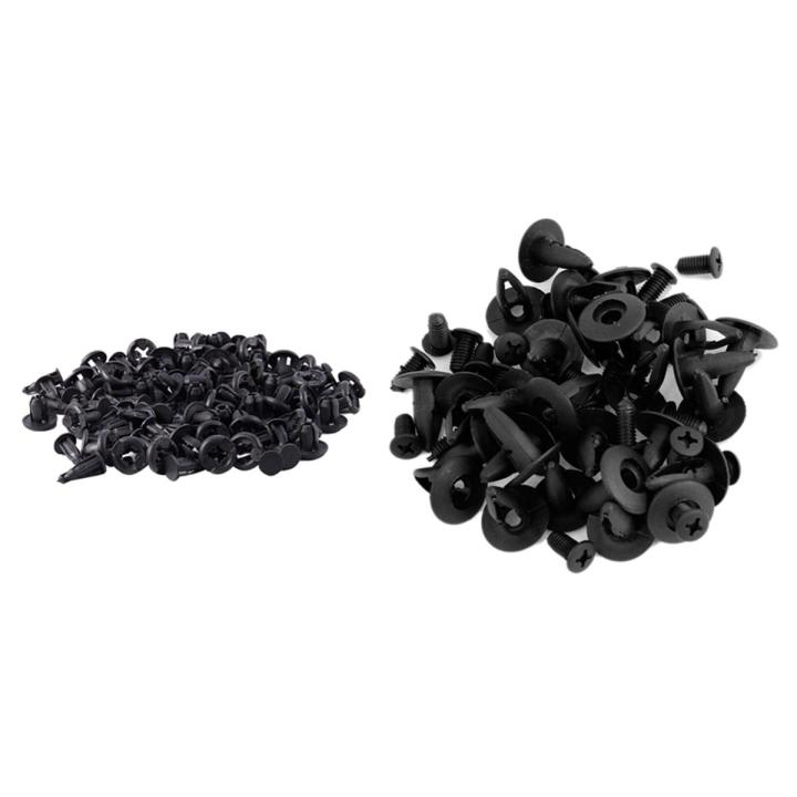 30Pcs 6mm Hole Dia Black Plastic Rivets Fastener Fender & 50PC Car 10mm ...