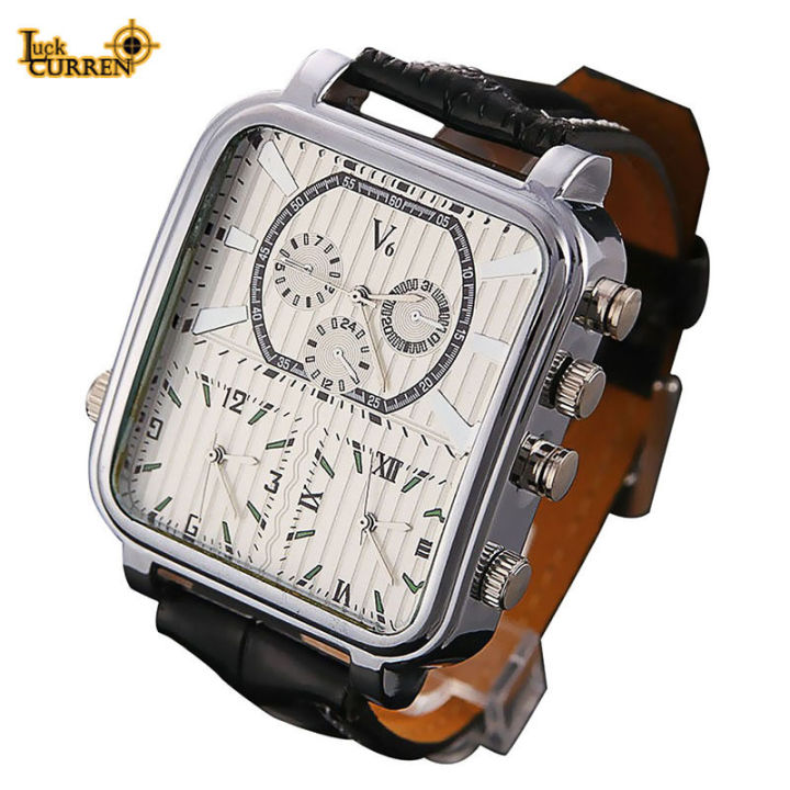 【WEJA】CURREN Men's Business Leisure PU Leather Strip Three Clock Dials ...