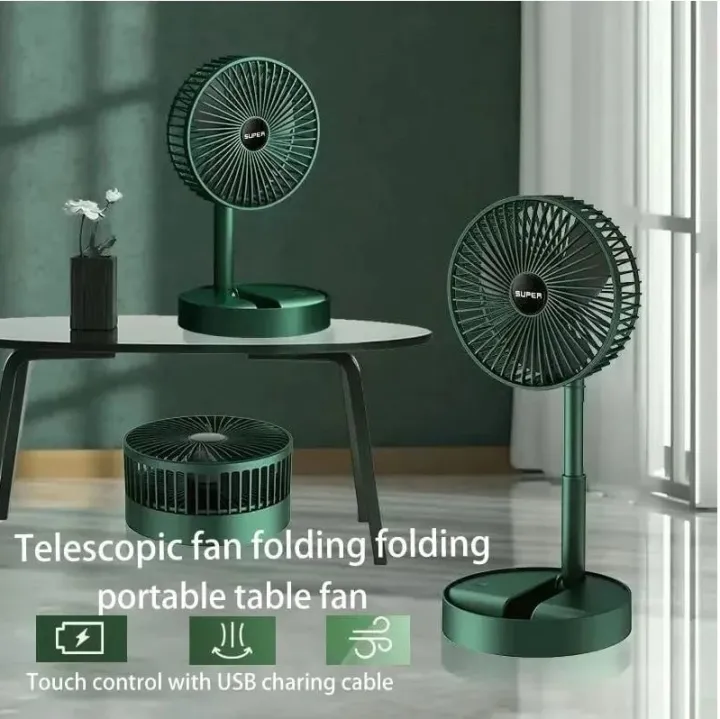 Portable Rechargeable USB Table Fan – Foldable, Silent, 3-Speed ...