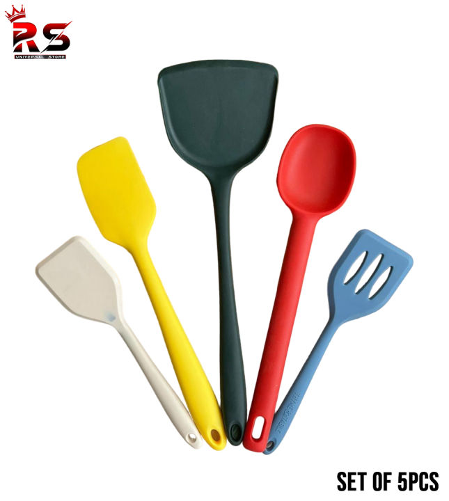 5pcs - Set of 5pcs Rainbow Colour Large Size Kitchen Utensils Set (Mix ...