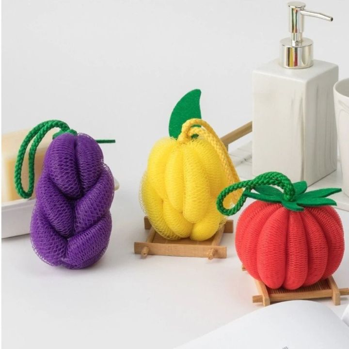 New Fruit Vegetable Series Bath Ball Towel Hangable Cartoon Face ...