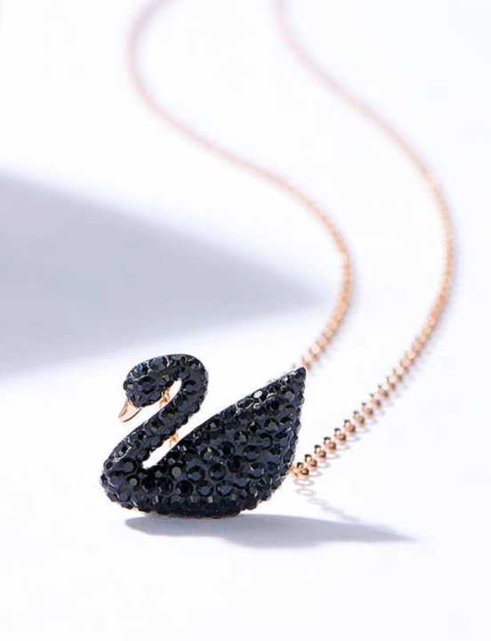 Gold Chain With Beatiful Black Swan Duck Necklace For Woman -Gold Chain ...