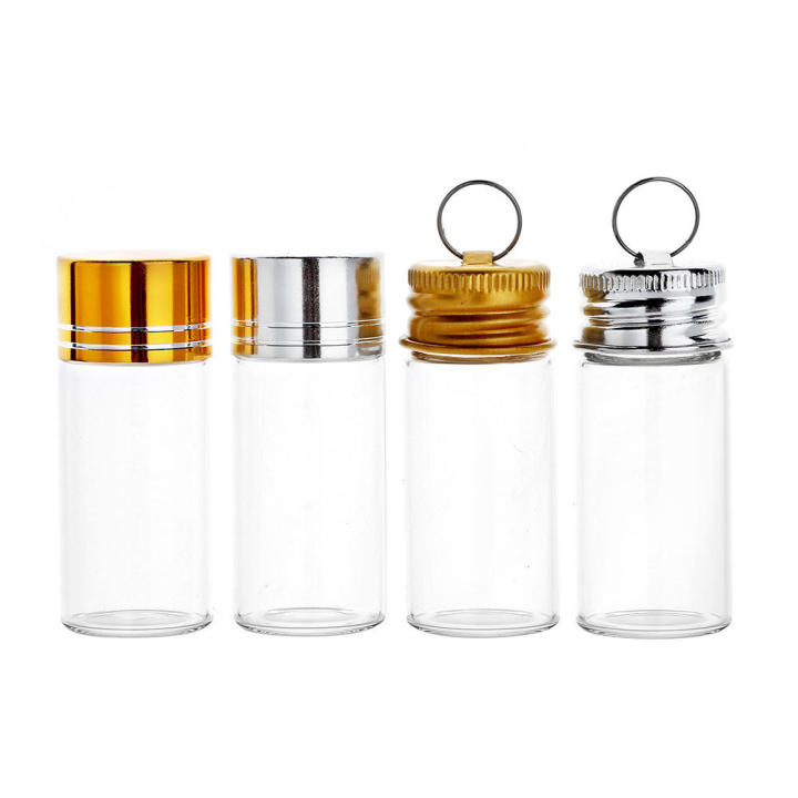Small Glass Bottles Mini Transparent 10ml Sample Jars Aluminium Lids ...