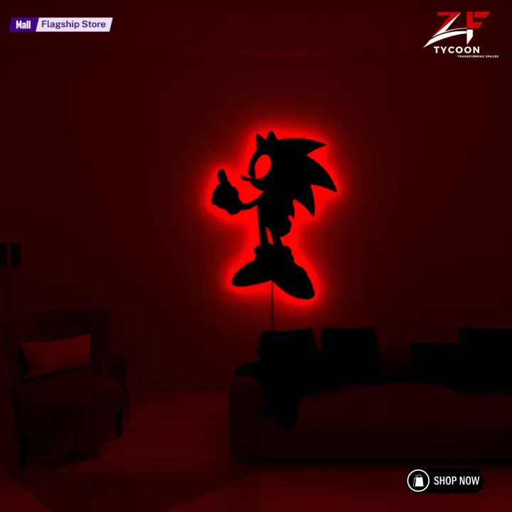 ZF Sonic RGB Sign, Sonic Wooden 7mm Zrk Imported Sheet Backlight Lamp ...