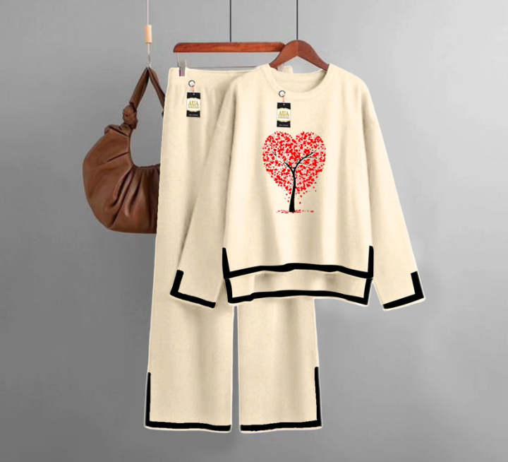 Zarhas Garments Tree Heart Printed Turkish Summer Co-Ord Set for Women ...