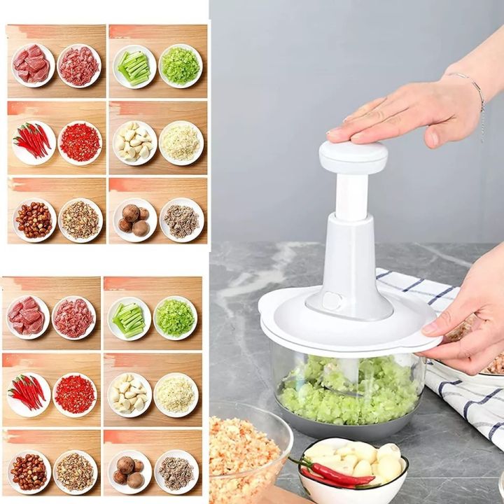 Multifunctional Manual Hand Push Chopper – 2L Vegetable & Meat Cutter ...