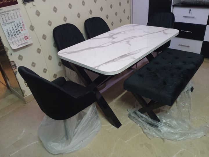 Customize Full cushion tufted dining chairs set six chairs with table ...