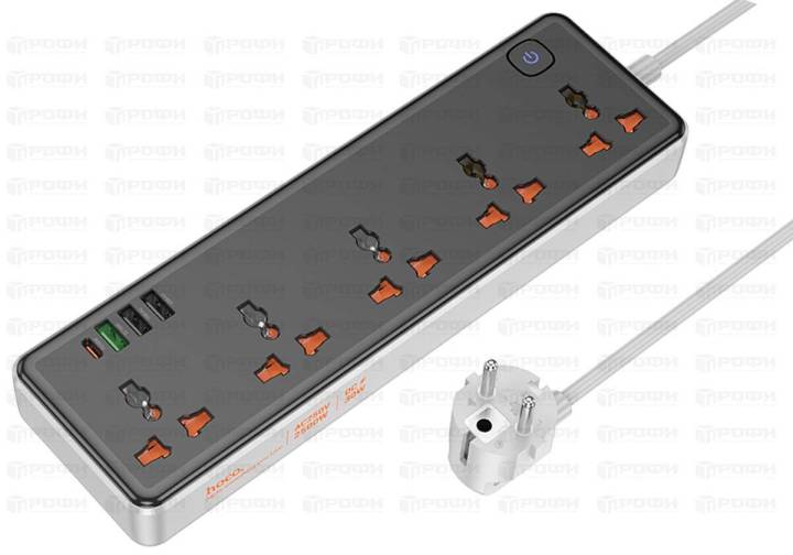 4 Power Socket with 3 USB-C Ports – Wired Extension Board with Long ...