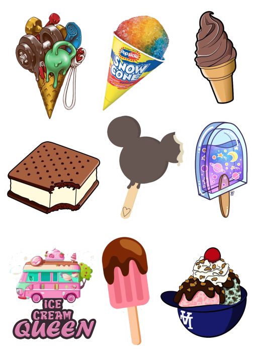 Ice Cream Delights Laptop And Mobile Sticker Set Pack Of 9 3 Surprise